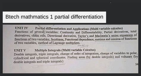 Unit Iv Partial Differentiation And Applications Multi Variable Calculus
