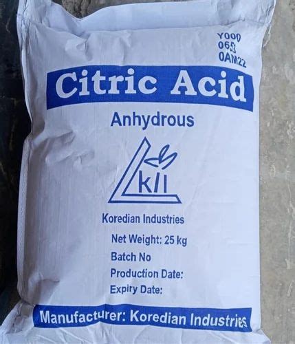 Powder Citric Acid Monohydrate Packaging Type Packet At ₹ 333kg In Mumbai