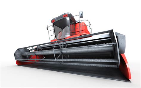 3d 그림입니다 흰색 배경에 고립 된 빨간 결합 수확기의 적극적인 보세요 광각 물고기 눈입니다 전면 보기 전경에 대한 스톡 사진 및 기타 이미지 Istock