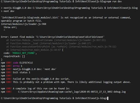 Cannot Run Npm Run Dev Command On Nextjs Tutorial I Have Tried So Many Stackoverflowgithub