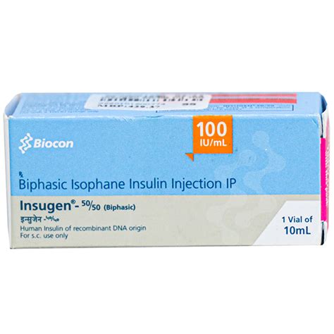 Buy Insugen 50 50 Inj 100 Iu Ml 10 Ml Vial In Wholesale Price Online