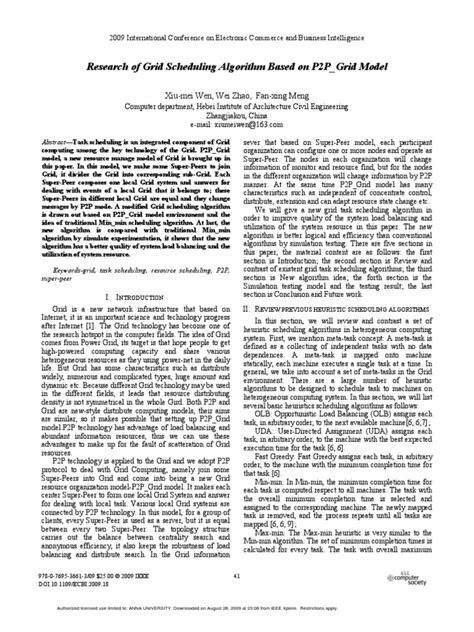 Research Of Grid Scheduling Algorithm Based On P2p Grid Model Pdf