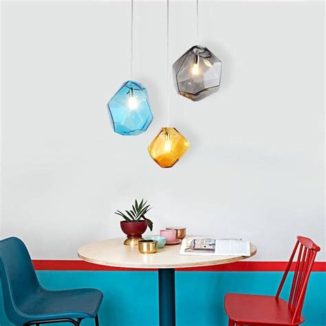 Luxury Ice Cube Glass Pendant Light Creative Glass Shape Post Modern