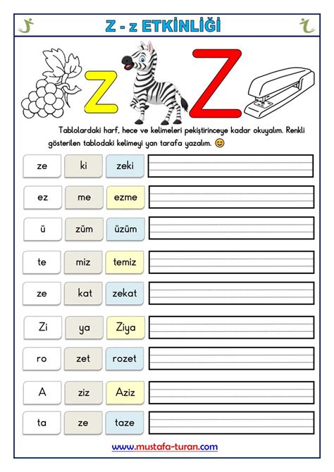 Z Z Sesi İlk Okuma Yazma Etkinlikleri