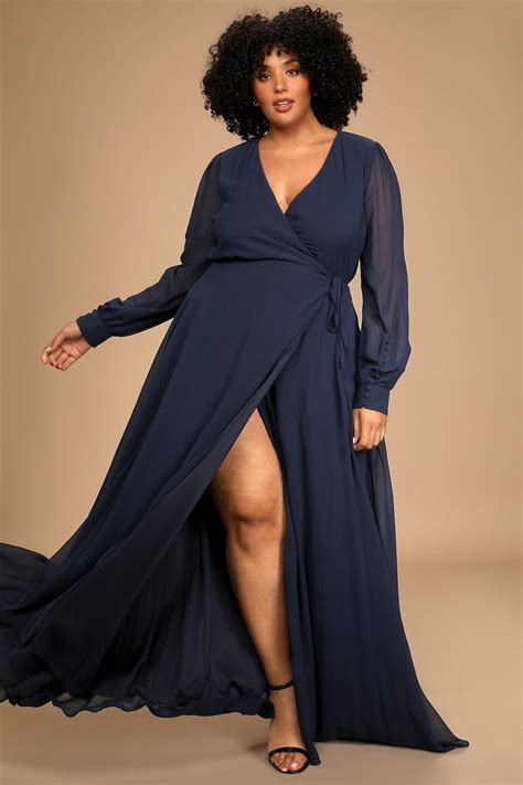 Navy Blue Maxi Dress With Sleeves Buy And Slay
