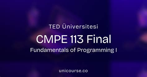 Cmpe 113 • Final • Fundamentals Of Programming I Ted Üniversitesi