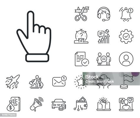 hand cursor line icon click action sign salaryman gender equality and