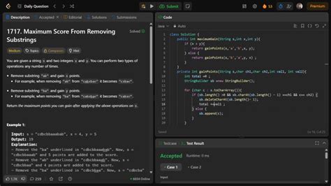 maximizing score by removing substrings on leetcode shresth veer singh posted on the topic