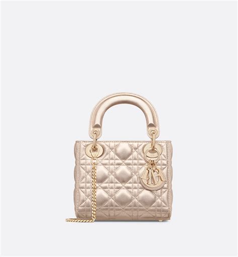 Mini Lady Dior Bag Metallic Gold Tone Cannage Calfskin Dior