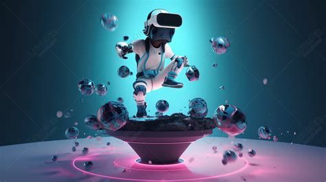 가상 현실 아바타용 Vr 안경과 조이스틱을 사용하여 무중력 3d 렌더링을 경험해 보세요 중력 배경 3d 가상 배경 조이 배경 이미지 Hd 중력 3d 가상 조이