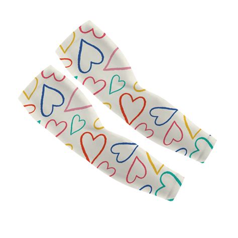 Hidove Uv Sun Protection Arm Sleeves Colorful Tossed Heart Outlines