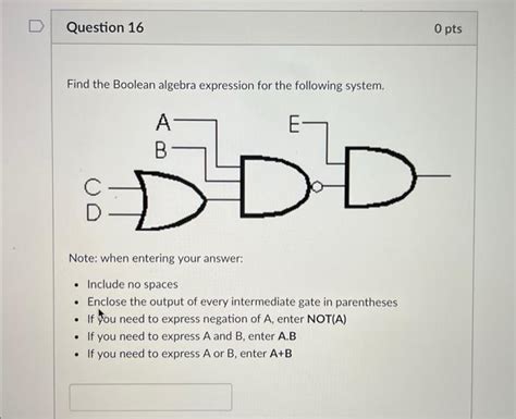 Solved Find The Boolean Algebra Expression For The Following