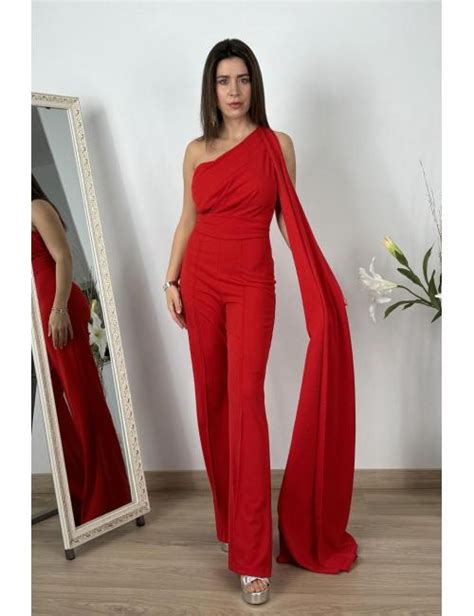 Red Jumpsuit With Cape