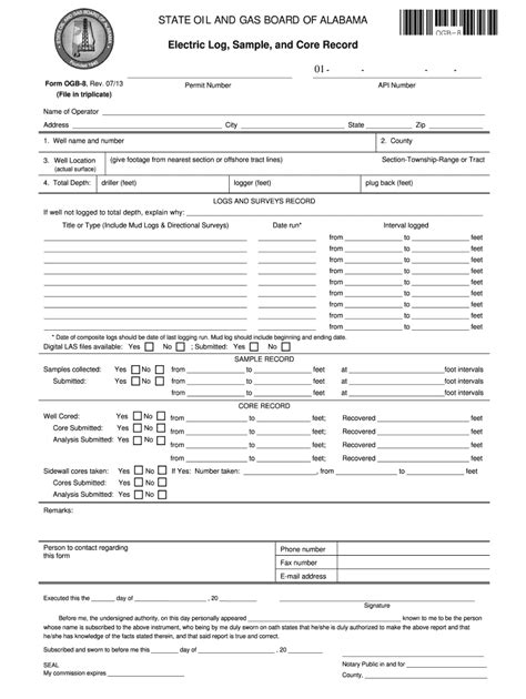 Electric Log Sample And Core Record Fill Out And Sign Online Dochub