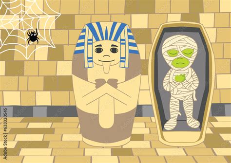 Mummy Coffin In Ancient Egypt Temple Vector Illustration Stock Vector Adobe Stock
