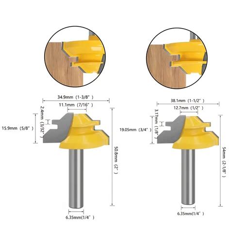 45 Degree Degree Lock Miter Router Bit Shank Angle Lock Miter Router Bit Set Woodworking Tools