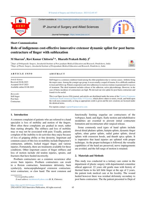 Pdf Role Of Indigenous Cost Effective Innovative Extensor Dynamic
