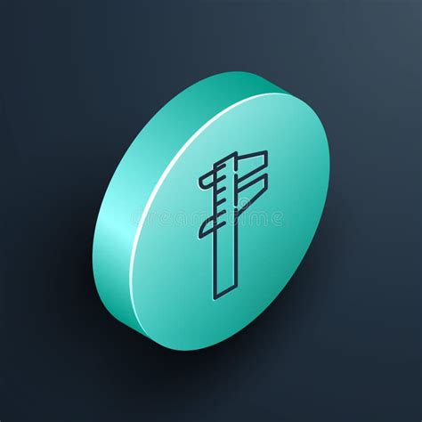Isometric Line Calliper Or Caliper And Scale Icon Isolated On Black Background Precision
