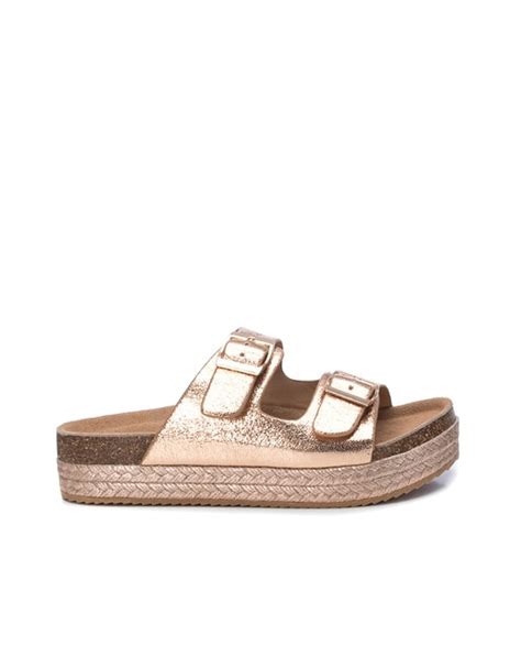 Sandalias De Plataforma De Mujer Refresh De Color Nude Con Tiras De Hebillas Moda El Corte