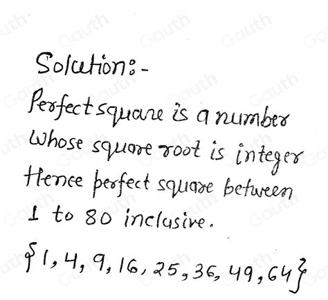 solved use the list method to write the perfect square integers