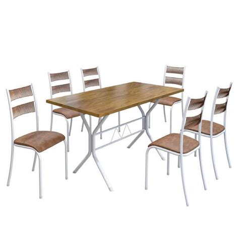 Conjunto De Mesa Gênova 6 Cadeiras 1 40m Madmelos Branco Carvalho