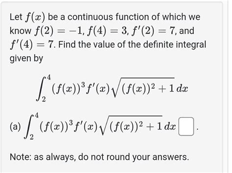 Solved Let F X Be A Continuous Function Of Which We Know Chegg