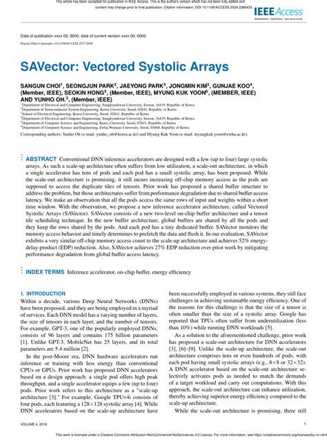 Pdf Savector Vectored Systolic Arrays