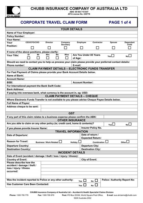 Chubb Travel Claim Form Uk At Gerald Jimenez Blog