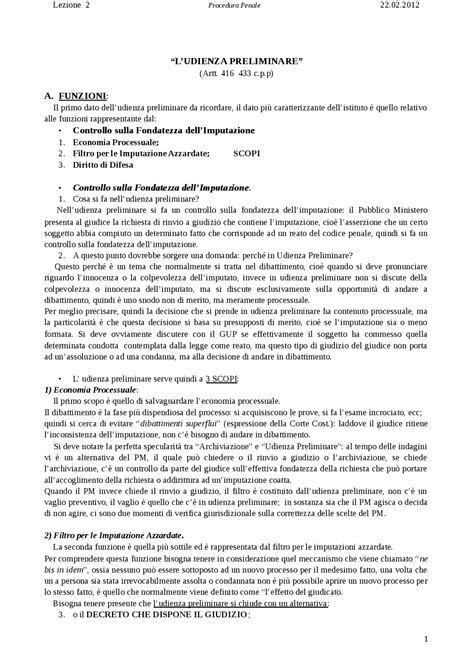 Schemi Udienza Preliminare Docsity