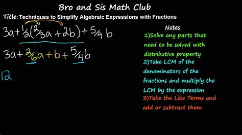 Simplifying Algebraic Expressions With Fractions 7th Grade Math Youtube
