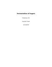 Lab Fermentation ReportSheet Chem Docx Fermentation Of Sugars Chemistry Caroline