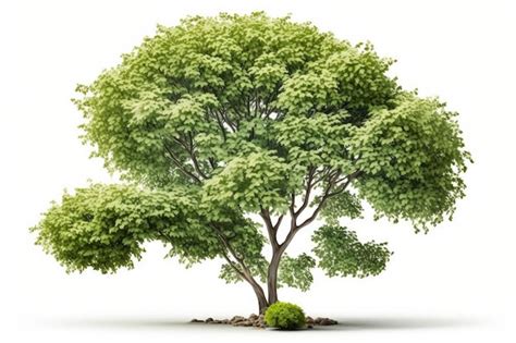 Árbol verde aislado sobre fondo blanco ilustración generativa ai Foto Premium