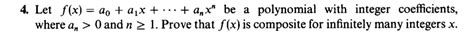Solved Let F X A0 A1x Cdots Anxn ﻿be A Polynomial With