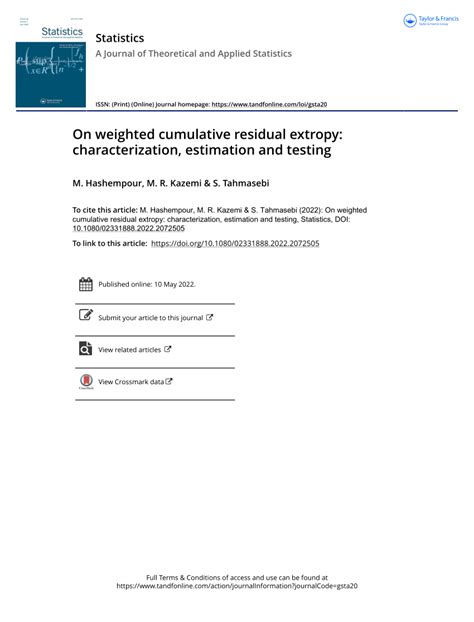 Pdf On Weighted Cumulative Residual Extropy Characterization Estimation And Testing