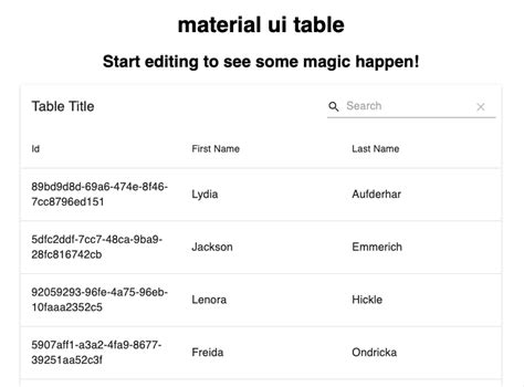 Create A Table With Material Ui And Material Table DEV Community