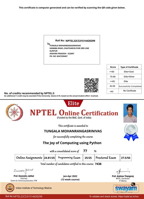 Tungala Mohan Ranga Srinivas On Linkedin Nptel Pythonprogramming