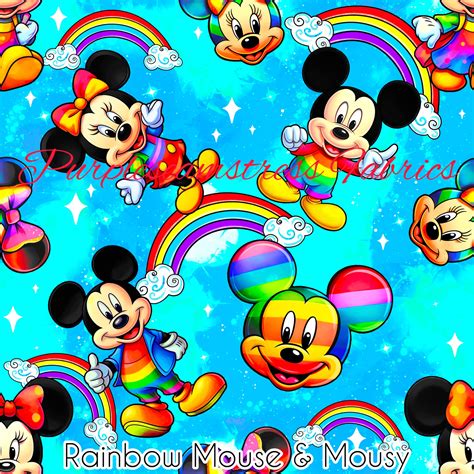 Rainbow Mouse And Mousy Purpleseamstress Fabric