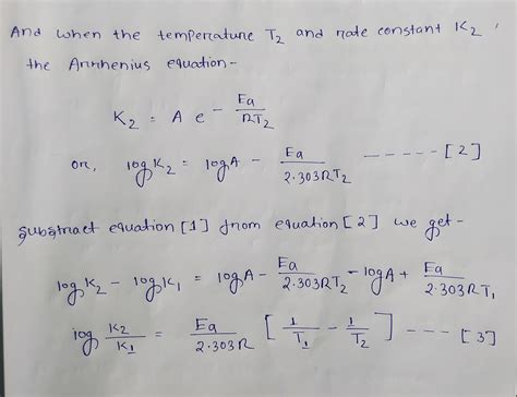 Solved Using The Arrhenius Equation To Calculate Ea From K Versus T