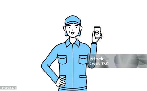 모자를 쓰고 작업복을 입은 고위 여성이 직장에서 스마트폰을 사용한다 개인 기업에 대한 스톡 벡터 아트 및 기타 이미지 개인 기업 건설 현장 경영자 Istock