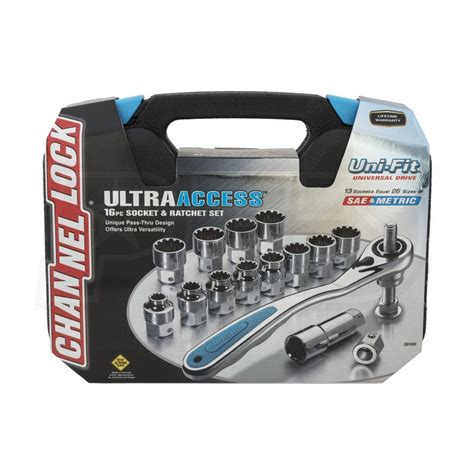 Channellock 39100 16 Piece Pass Thru Uni Fit Socket Set