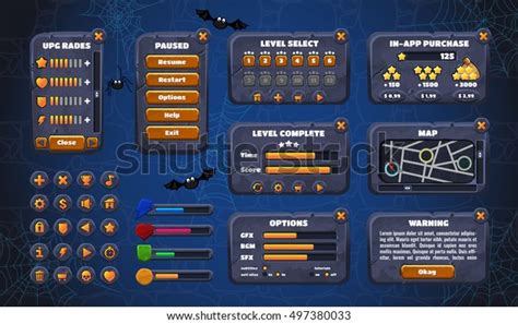 Mobile Game Graphical User Interface Gui Stock Vector Royalty Free 497380033 Shutterstock
