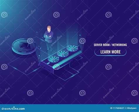 Isometric Mining Farm Server Extract Crypto Currency Miner Server