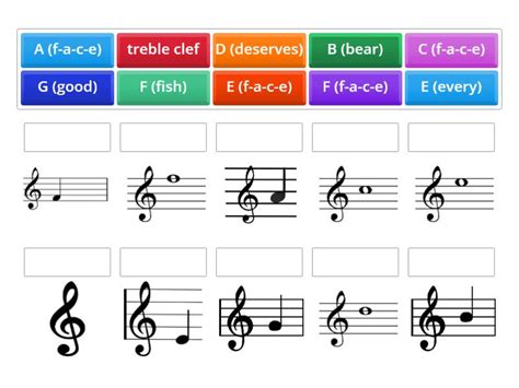 Treble Clef Note Names Review Match Up