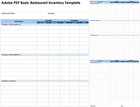 Inventory Count Sheet Printable