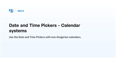 date and time pickers calendar systems mui x