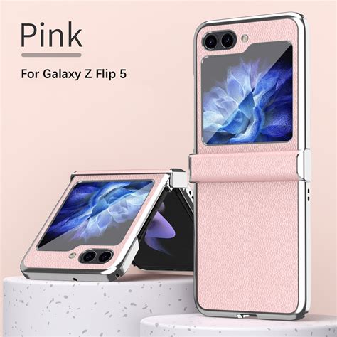 Samsung Galaxy Z Flip 5 Colorful Electroplated Plain Leather Case The