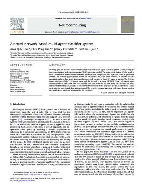 pdf a neural network based multi agent classifier system