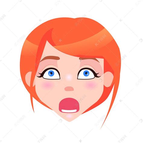 女人惊讶地张开嘴巴粉红色的脸颊和孤立在白色背景上的眉毛素材图片免费下载 千库网