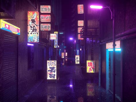 赛博朋克街道海外的孤岛 站酷zcool