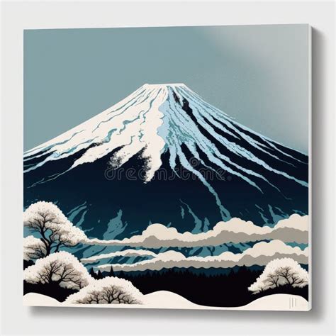 Drawing Of Fuji Mountain Background And Texture Generative AI Stock